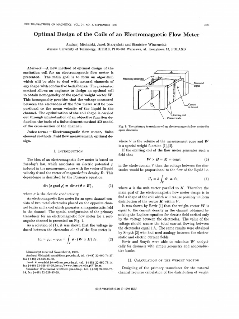 Optimal Design of The Coils of An Electr | PDF | Flow Measurement ...