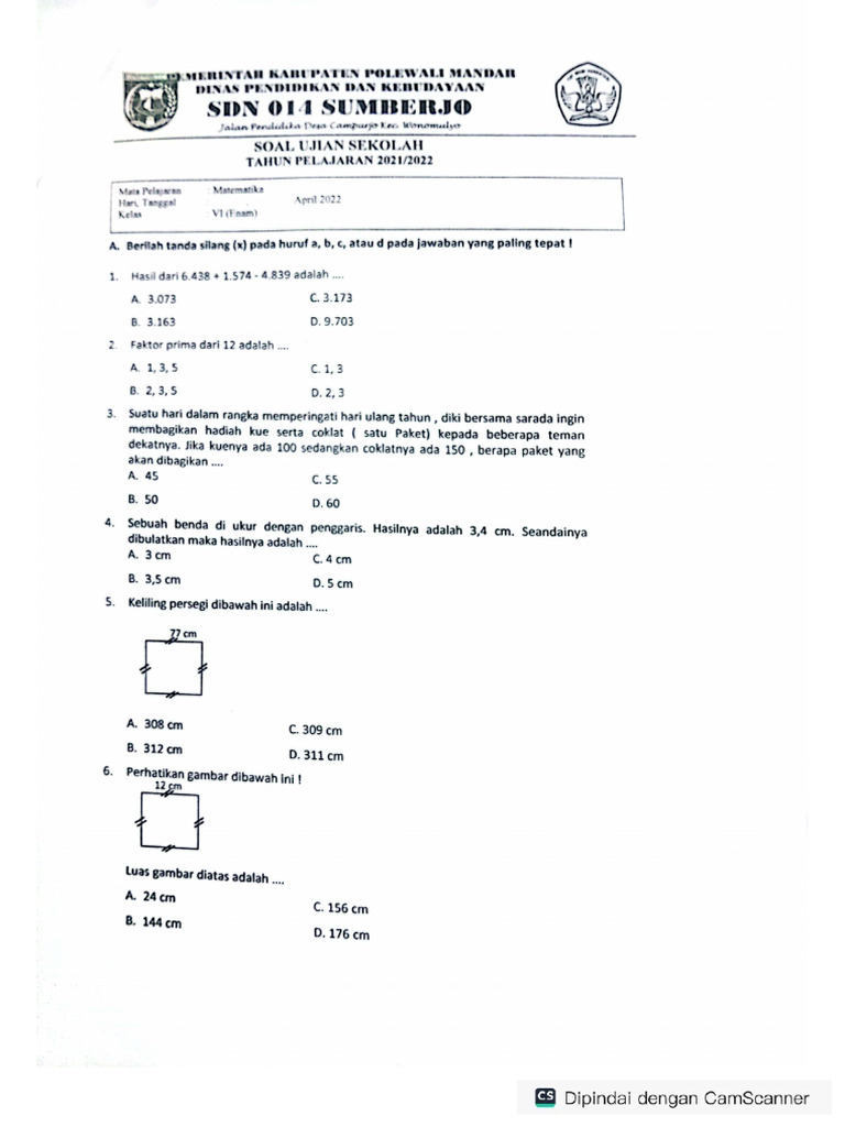 Soal Mapel Matematika | PDF