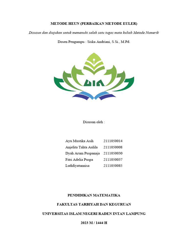 Metode Heun k.6 (Metode Numerik) | PDF