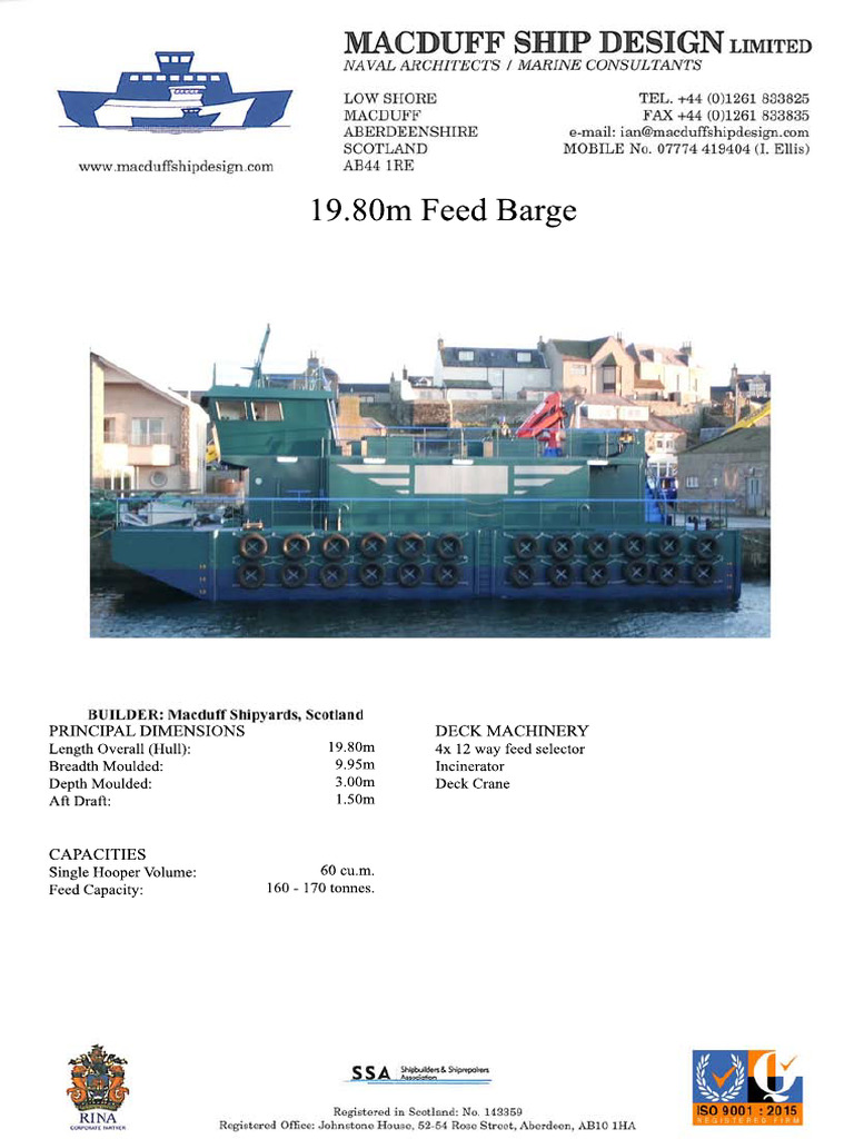 19.80m Feed Barge Specifications | PDF