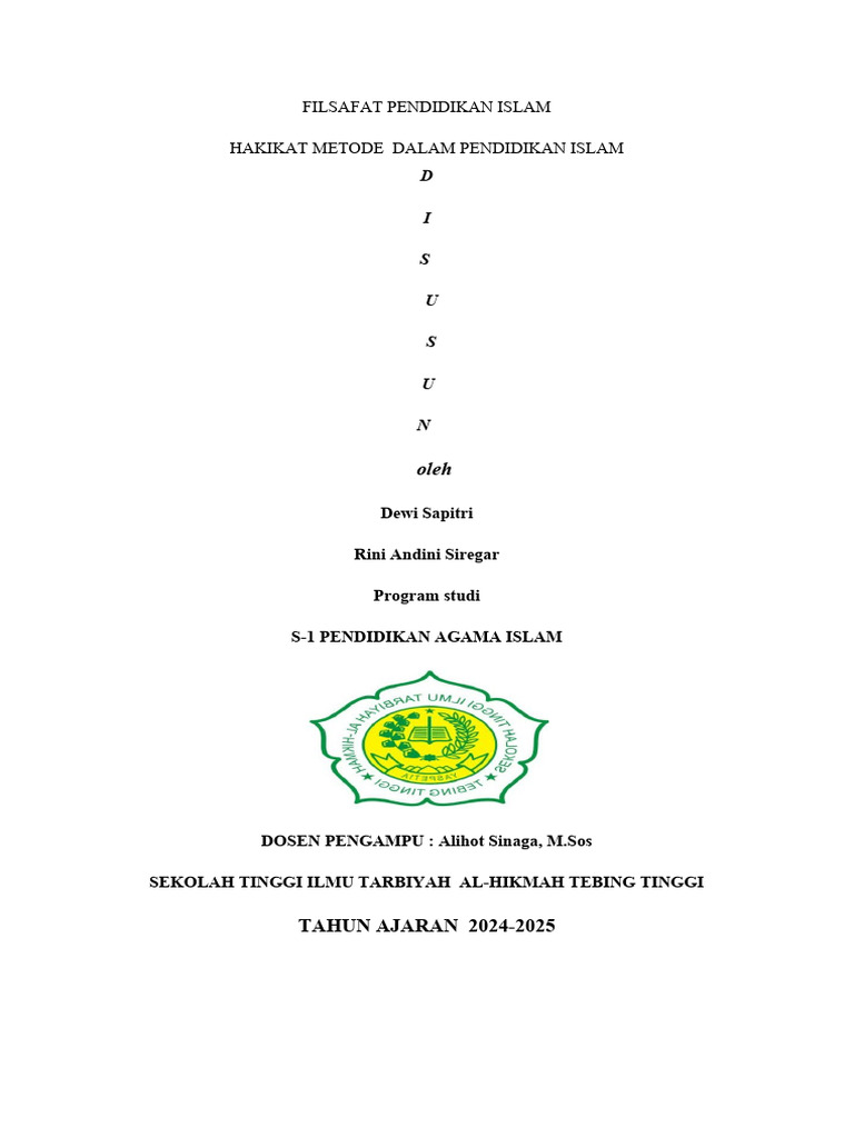 Hakikat Metode Dalam Pendidikan Islam | PDF