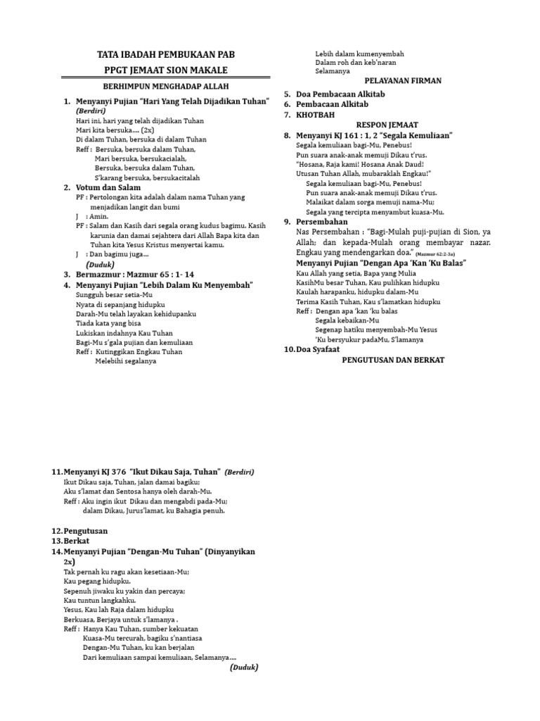 Tata Ibadah Pab PPGT SNM | PDF