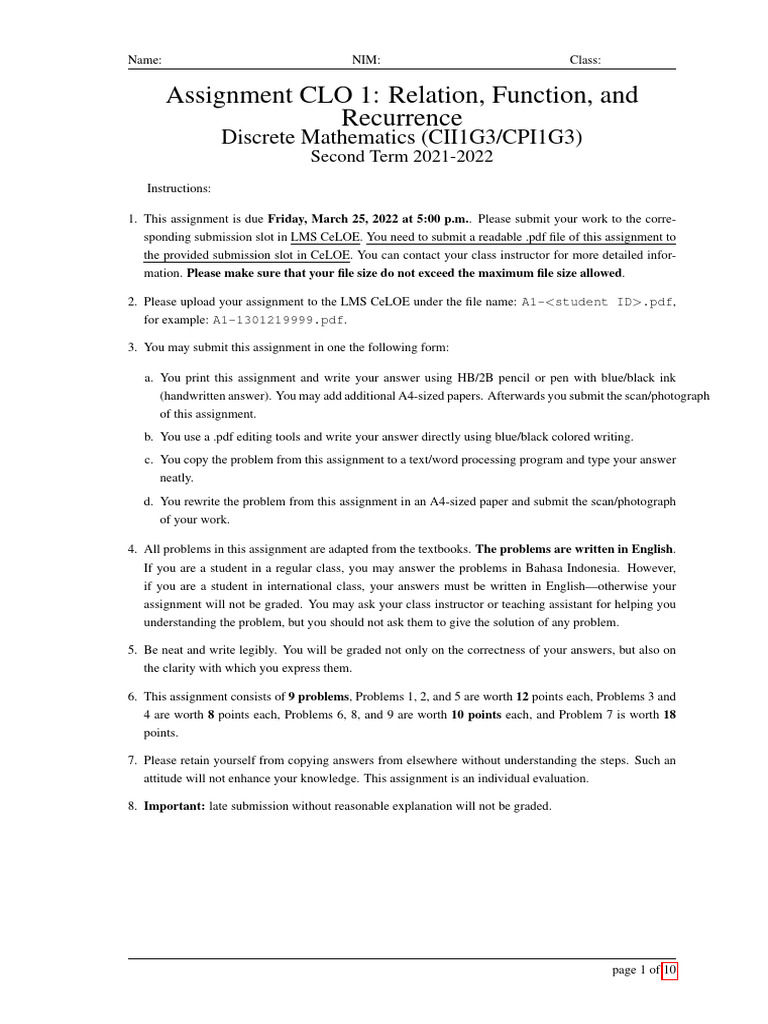 A1 RelationFunctionRecurrence | PDF | Function (Mathematics) | Mathematical Logic