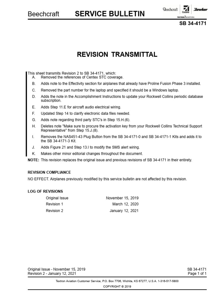 Service Bulletin: Beechcraft | PDF | Electrical Connector | Electrical ...