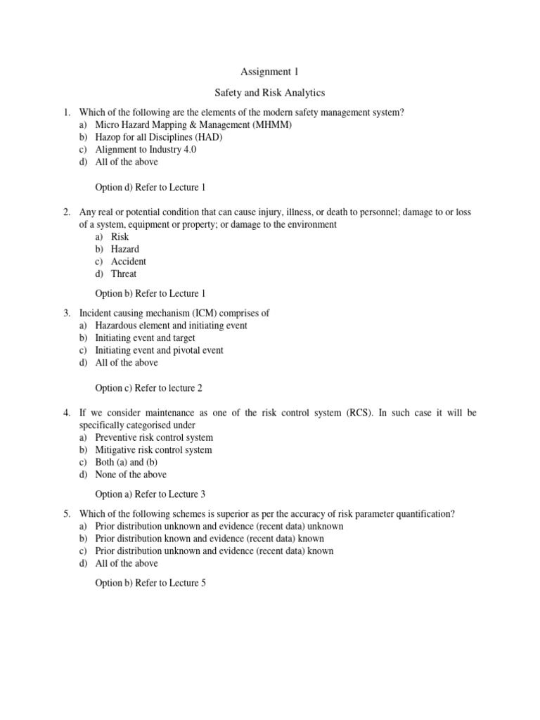 Assignment 1 Pdf Risk Hazards