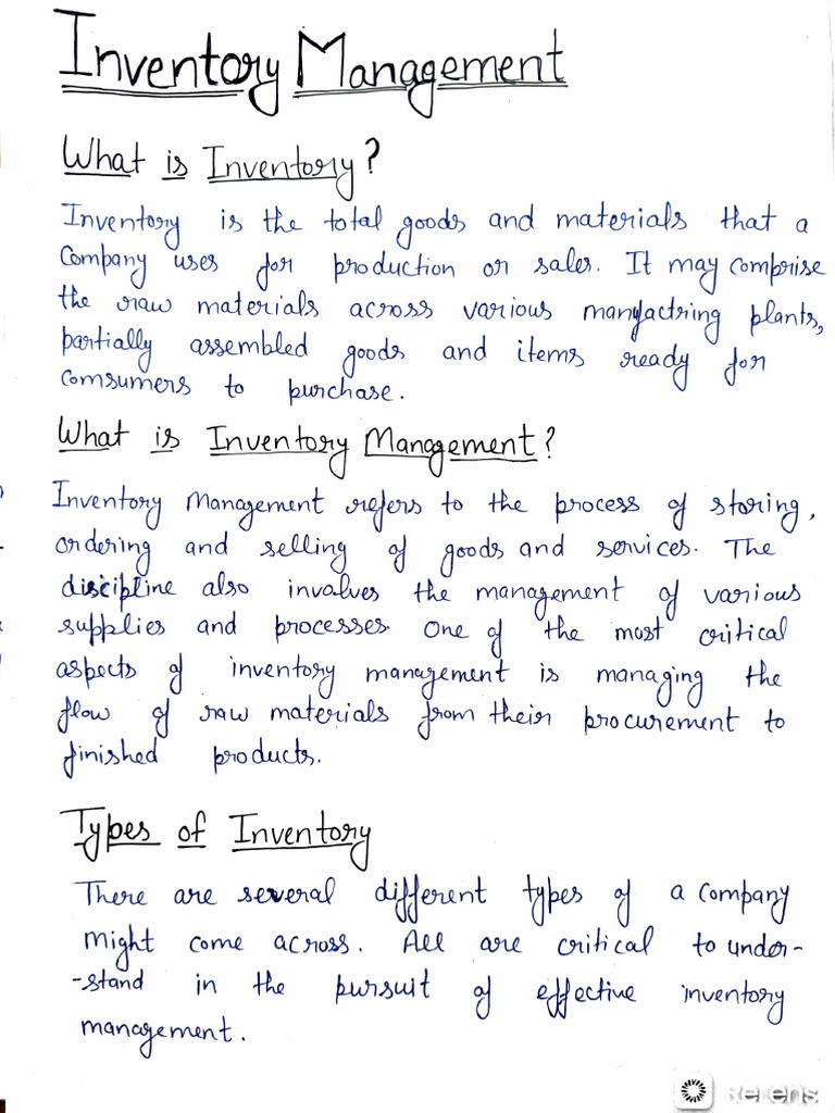 inventory management Type and Objectives | PDF