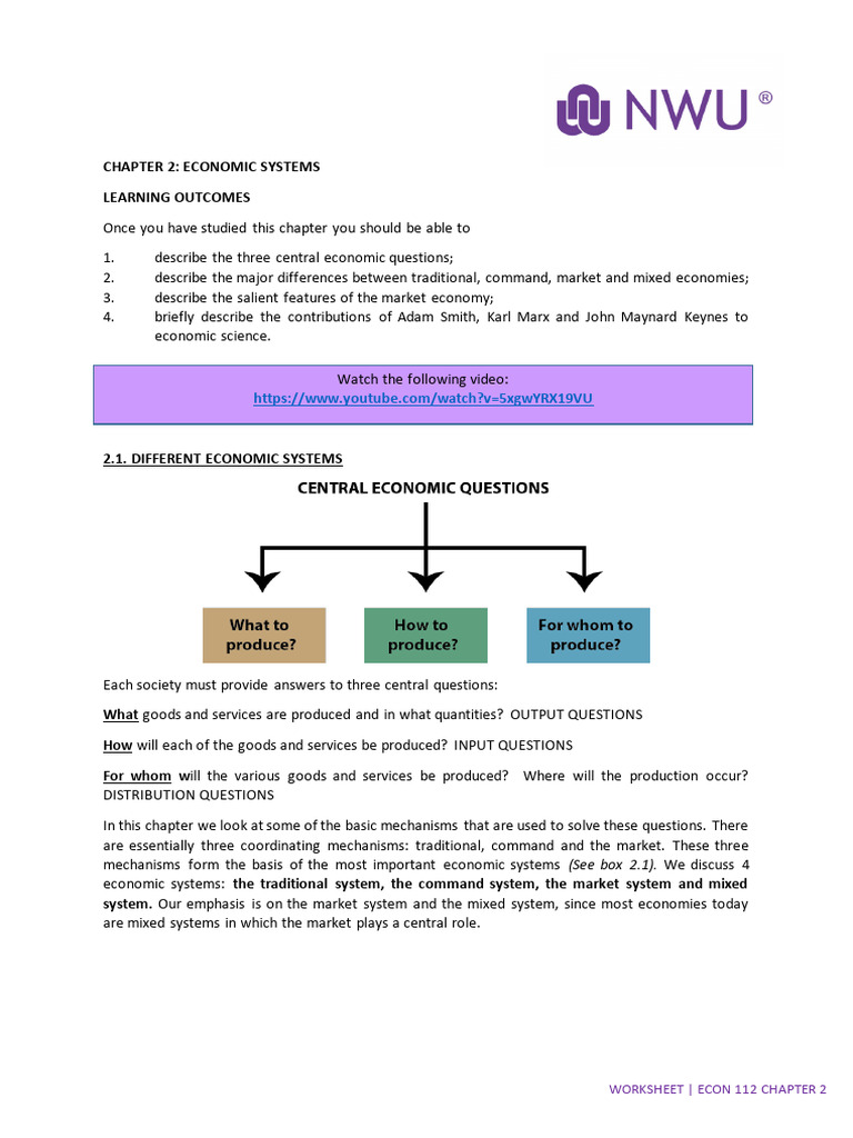 Economic Systems Overview Worksheet | PDF | Economic System | Economics