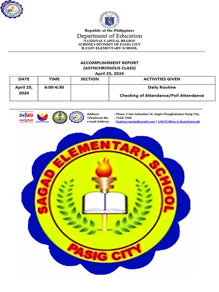 Ilugin Elementary School Report | PDF | Metro Manila | Government