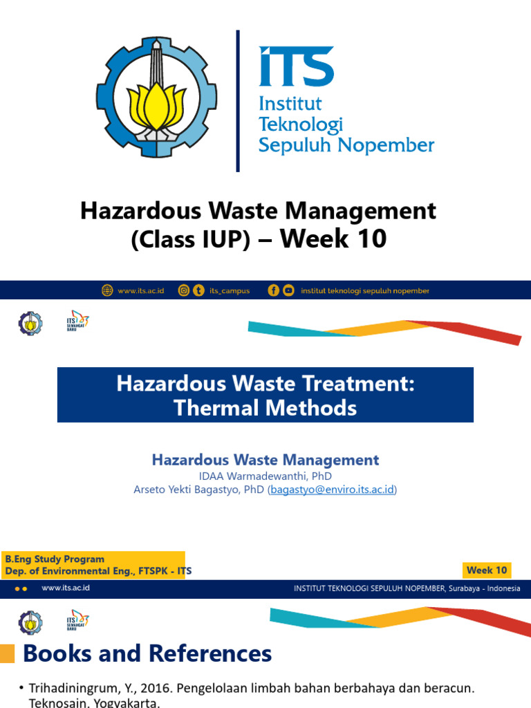 Thermal Methods in Hazardous Waste Management | PDF | Incineration ...