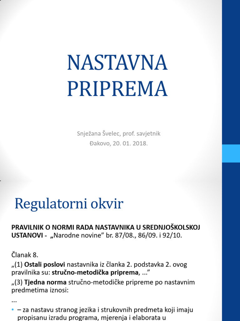 Nastavna Priprema | PDF