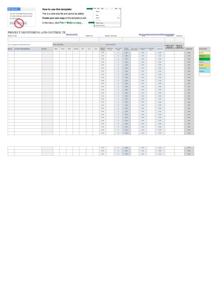 BF Project Monitoring and Control Template - Google Sheets | PDF | Computing