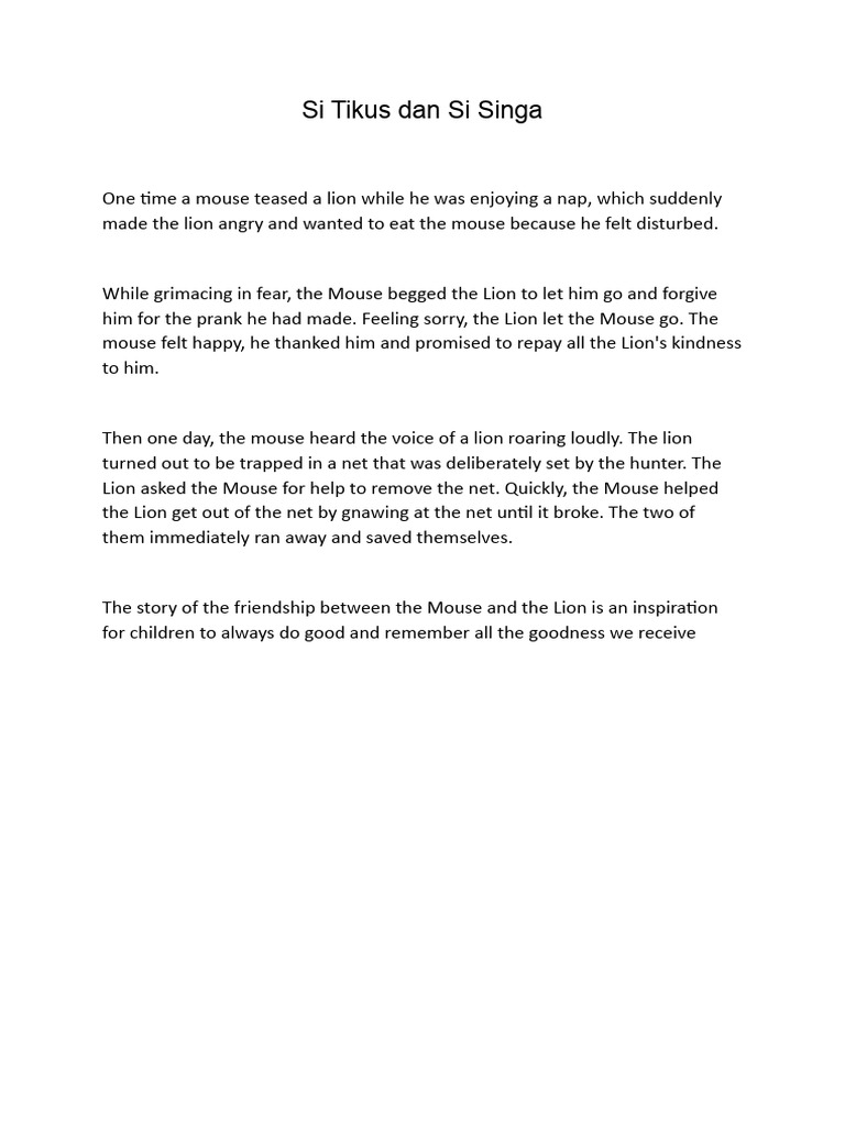Si Tikus Dan Si Singa | PDF