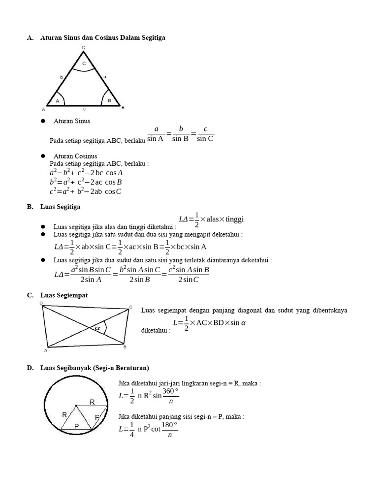 Aturan Sinus Dan Cosinus Dalam Segitiga | PDF