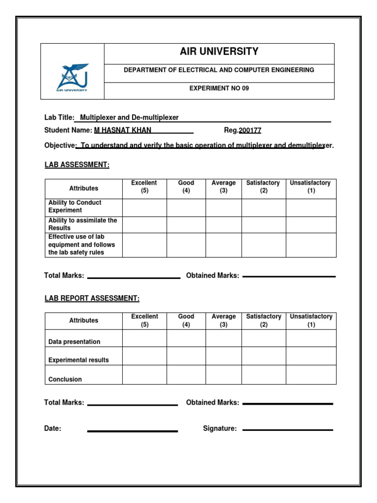 Hasnat Khan DLD Lab 09 | PDF | Electronics | Digital Electronics