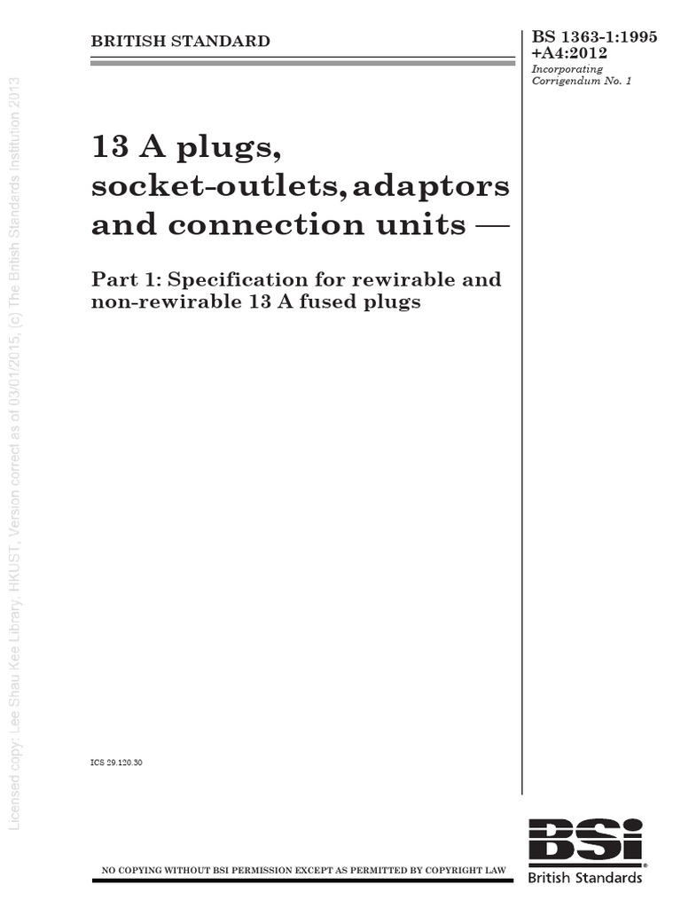 13 A Plugs, Socket-Outlets, Adaptors and Connection Units | PDF ...