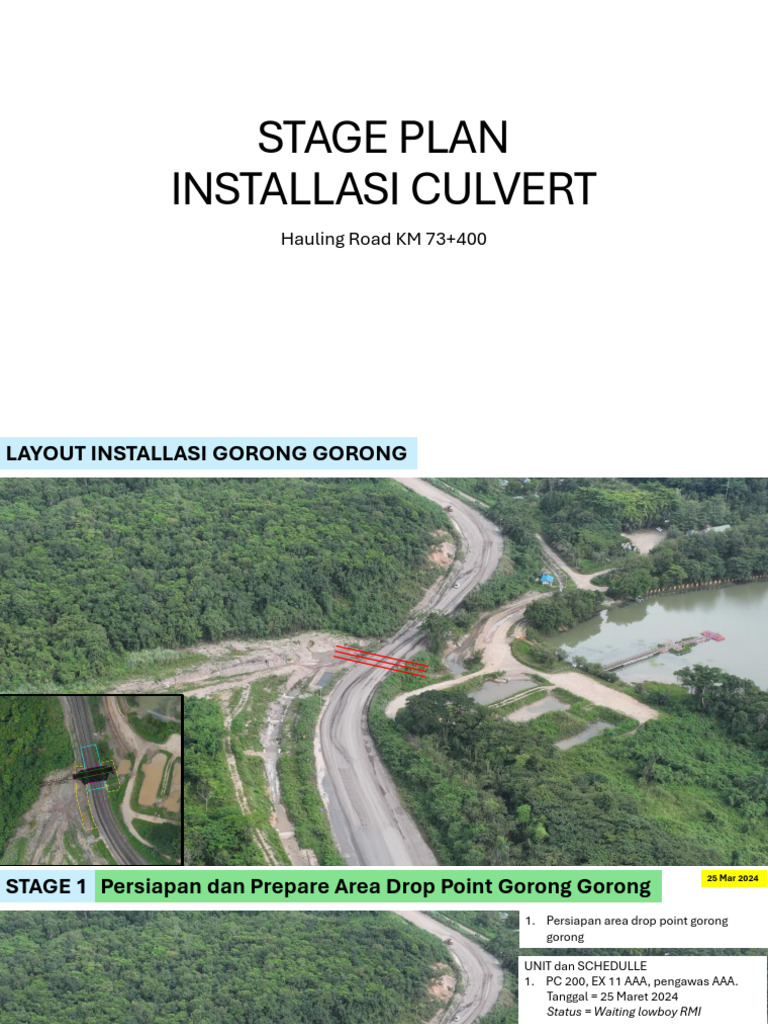 Stage Plan - Installasi Culvert KM 73+400 | PDF