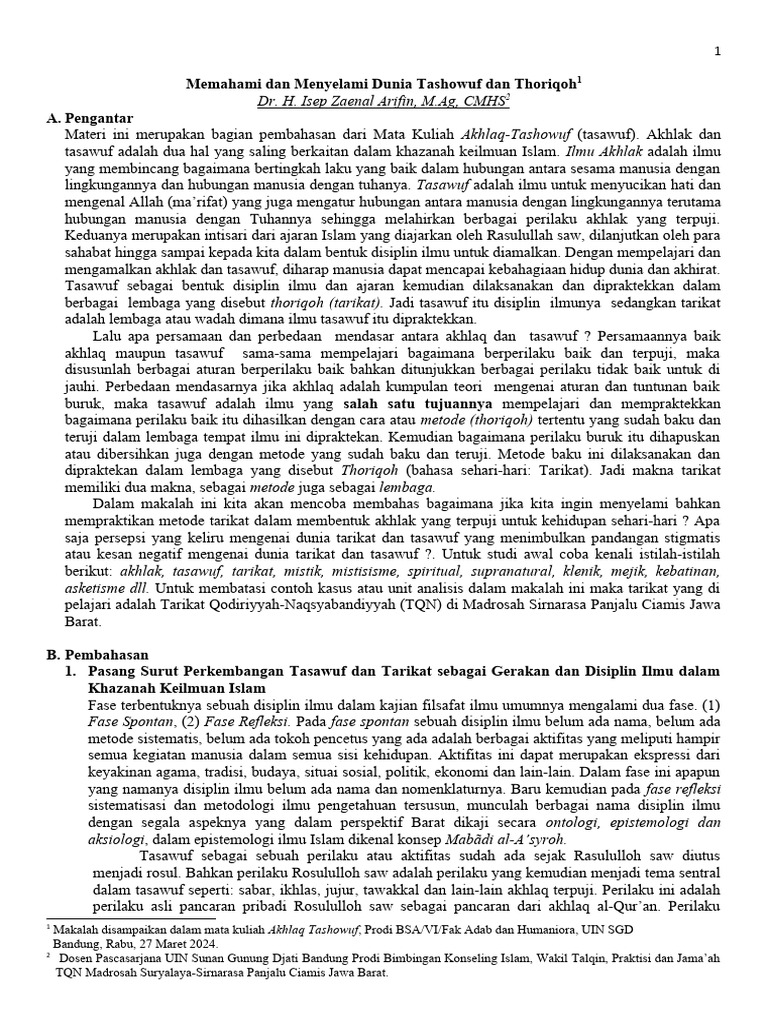 Memahami Dan Menyelami Dunia Tashowuf Dan Thoriqoh | PDF Memahami Dan Menyelami Dunia Tashowuf Dan Thoriqoh | PDF