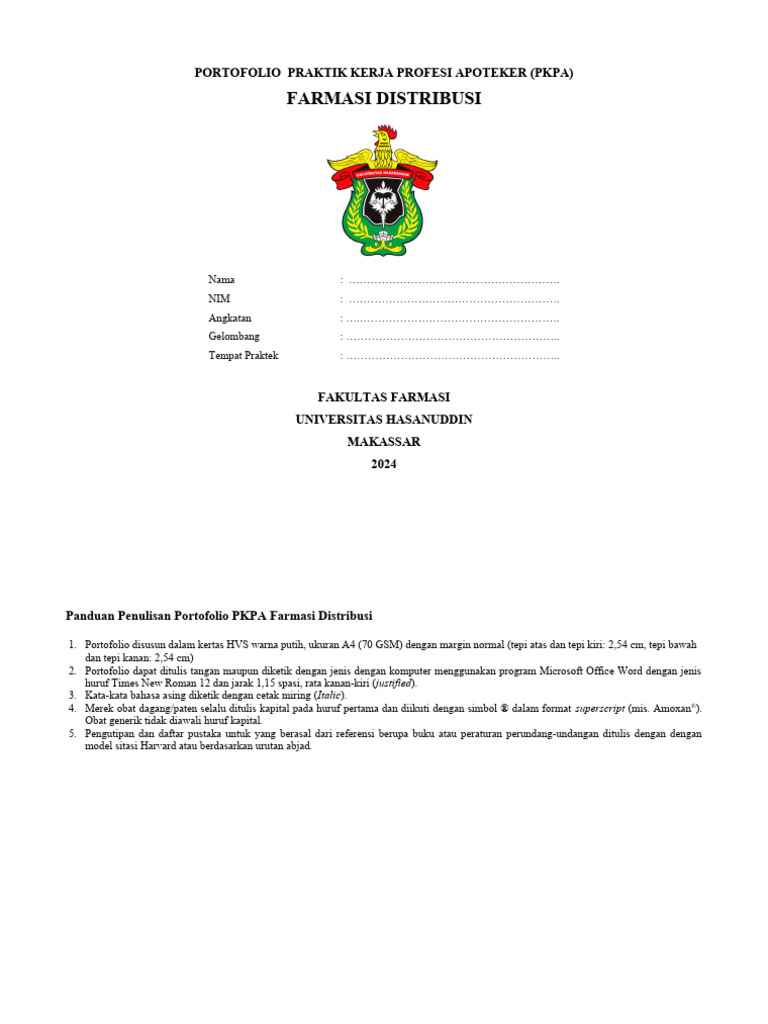 Template Portofolio Pkpa Distribusi 2024 Pdf