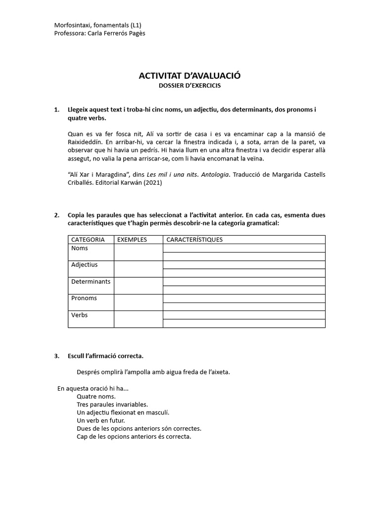 Exercicis Avaluacio | PDF