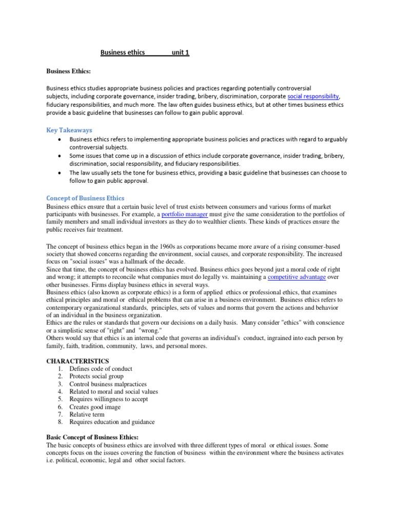 Business Ethics (Unit 1) | PDF | Business Ethics | Utilitarianism