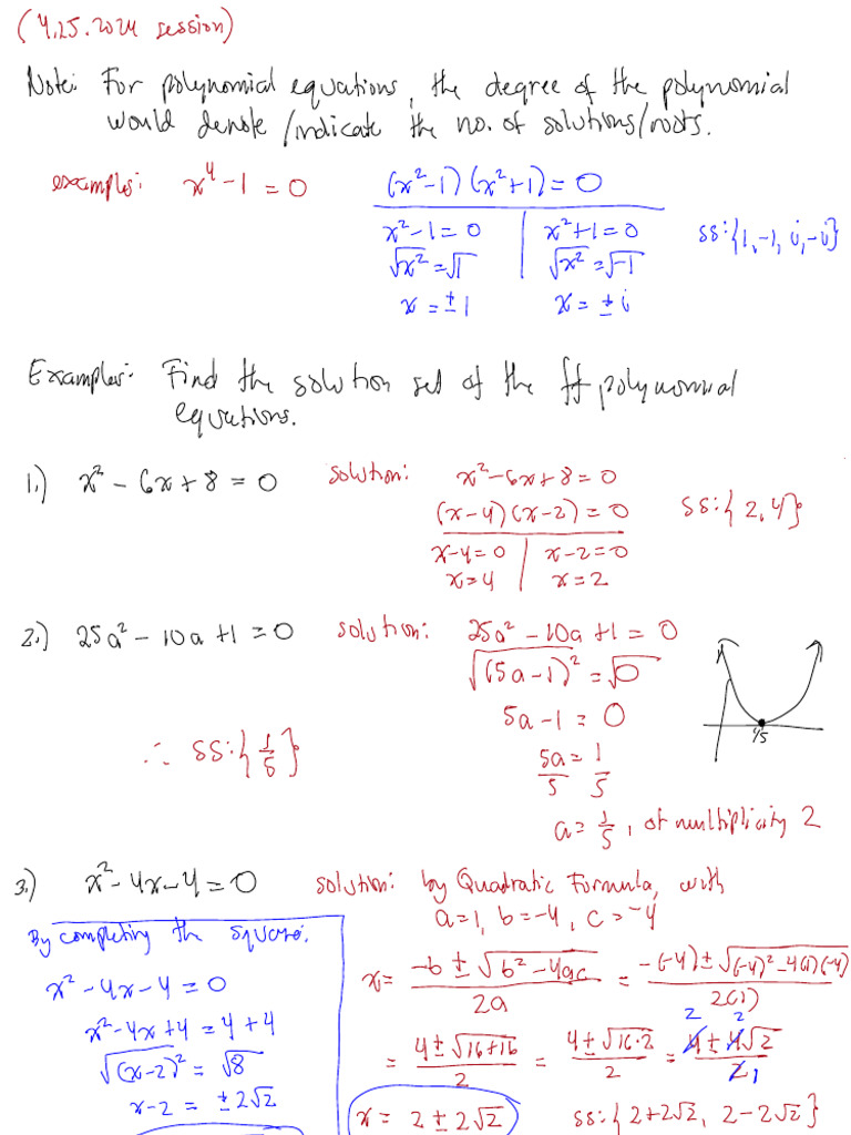Math 2 Rosal Solving Polynomial Equations 2 Online 4.25.2024 | PDF