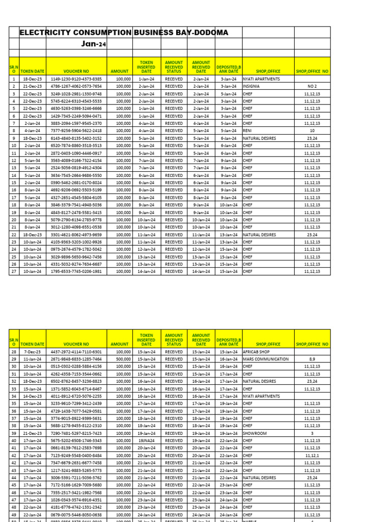 Electricity Consumption Report: Business Bay-Dodoma | PDF | Landlord ...