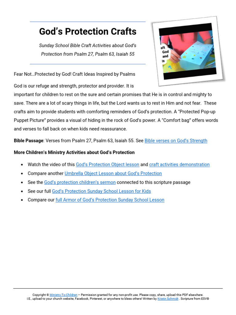 Bible Craft Ideas Gods Protection | PDF | Bible