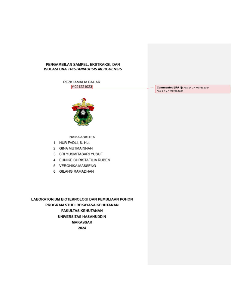 Ekstraksi Dan Isolasi Dna Acc | PDF