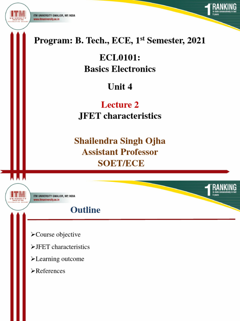 Lecture 2 JFET Characteristics | PDF | Field Effect Transistor | Bipolar Junction Transistor