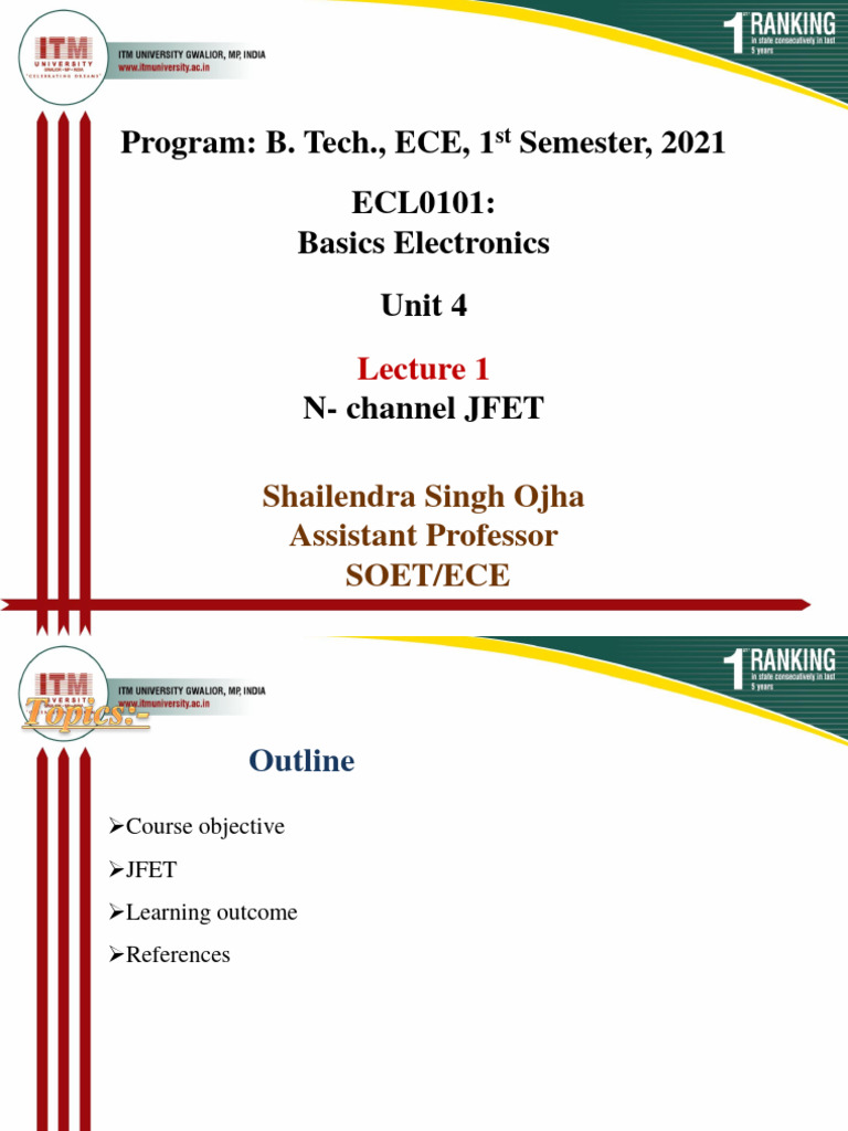 Lecture 1 n-Channel JFET | PDF | Field Effect Transistor | Mosfet