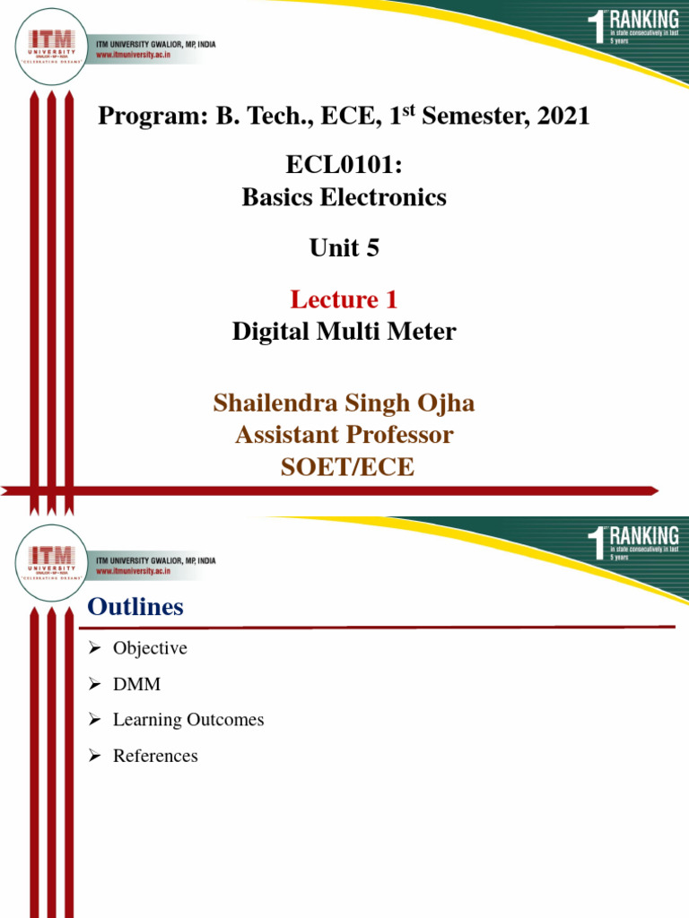 Lecture 1 Digital Multimeter | PDF | Materials Science | Electronics