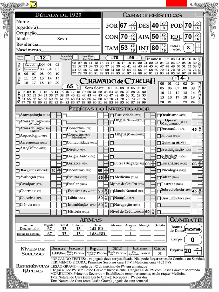 Ficha Editavel, RPG Roberto | PDF