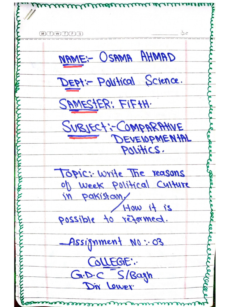 Reasons of Week Political Cultures in Pakistan - How It Is Possible To Reformed - by (Osama ...