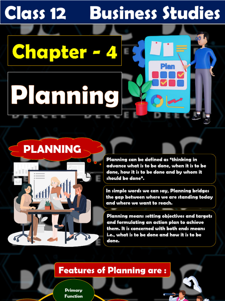 Class 12 Business Studies: Planning Overview | PDF | Policy | Planning