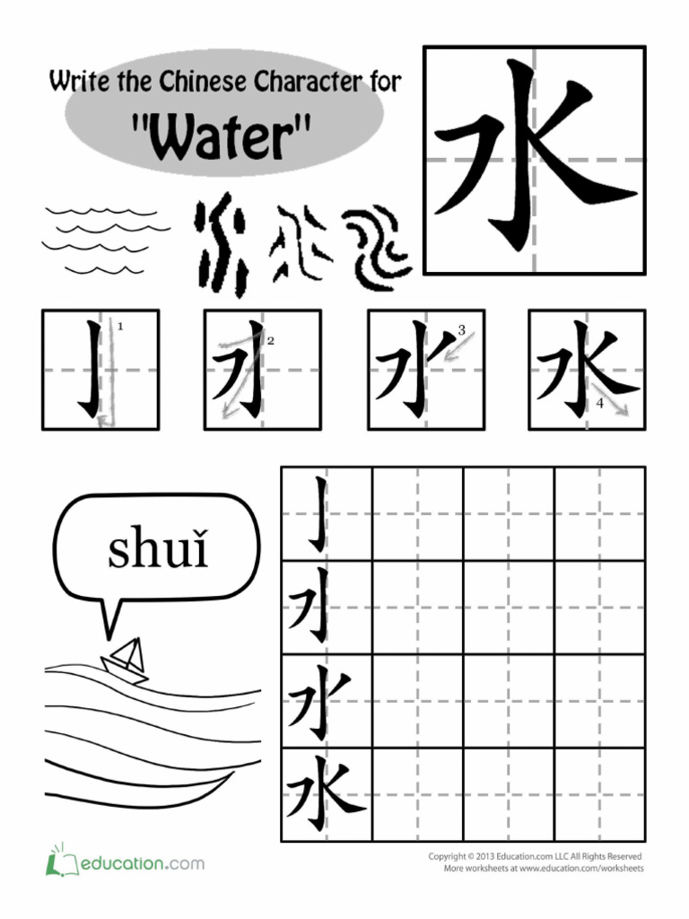 Writing Chinese Characters Water | PDF