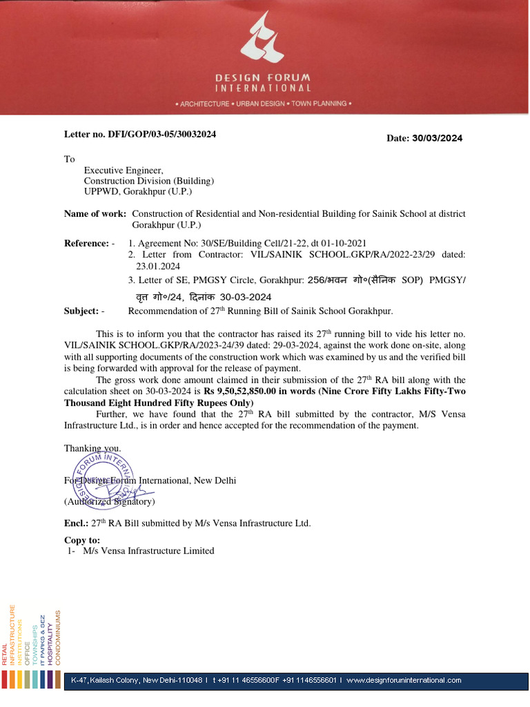 BILL FORWARDING LETTER -RA27 | PDF