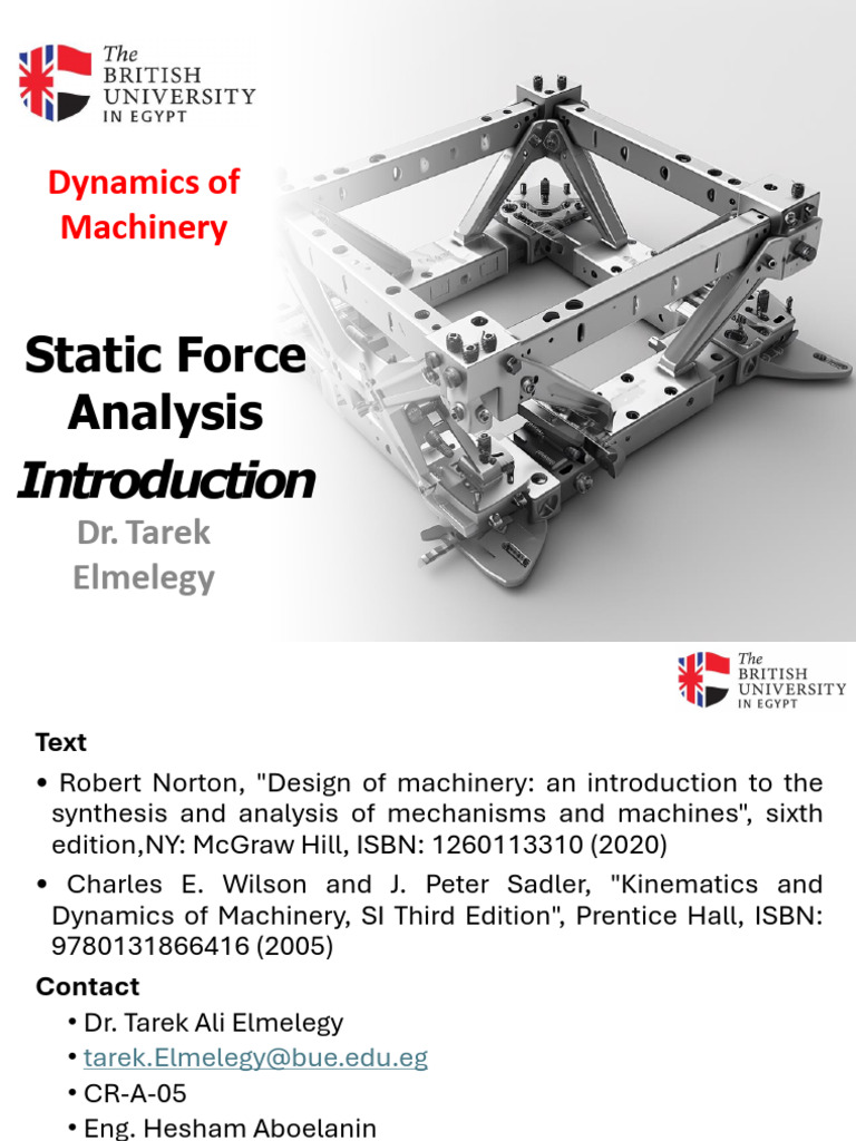 Static Force Analysis in Machinery | PDF | Torque | Euclidean Vector
