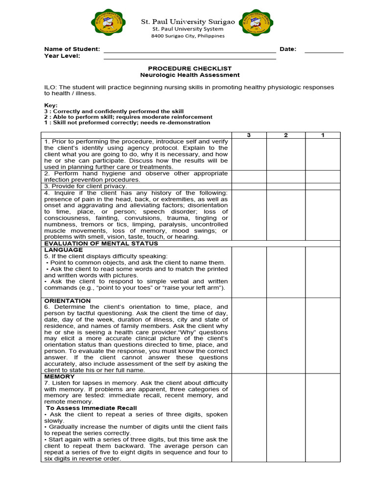 HA NEURO Assessment Checklist | PDF | Anatomical Terms Of Motion | Foot