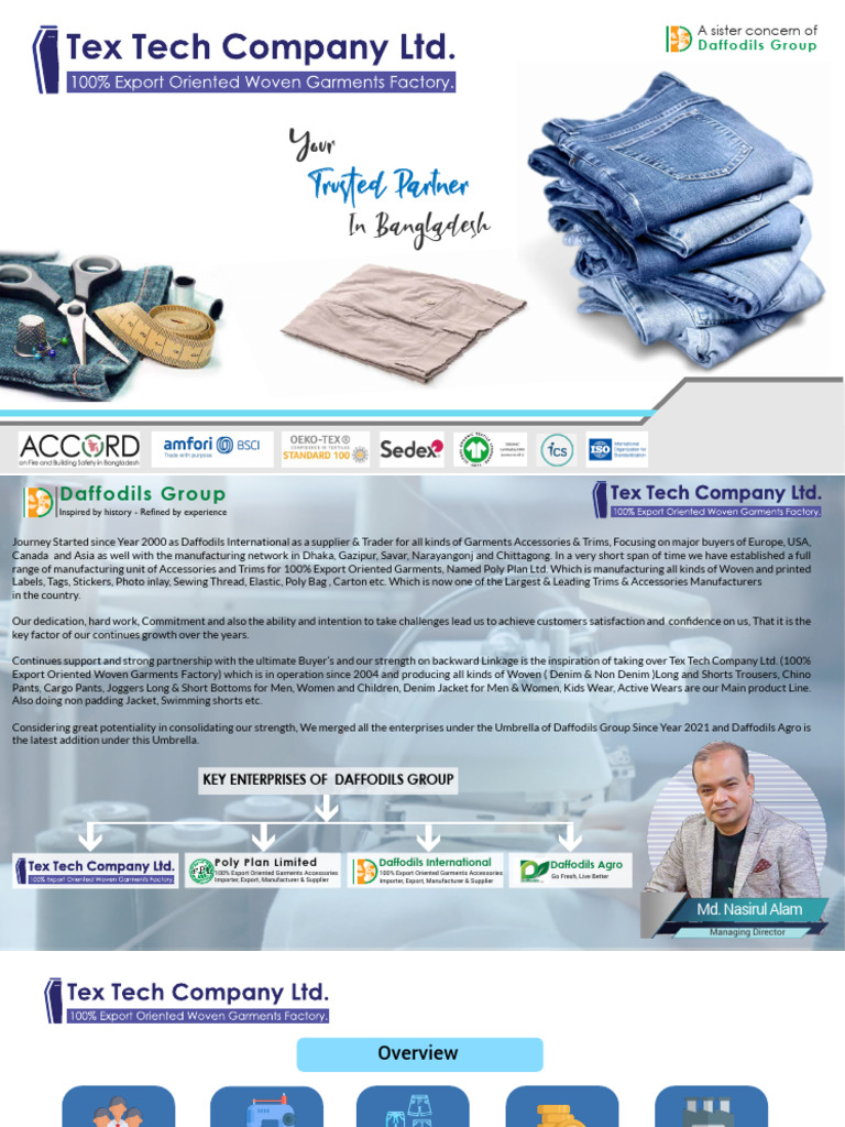 Update Profile of Tex Tech Company Ltd. | PDF | Trousers | Clothing