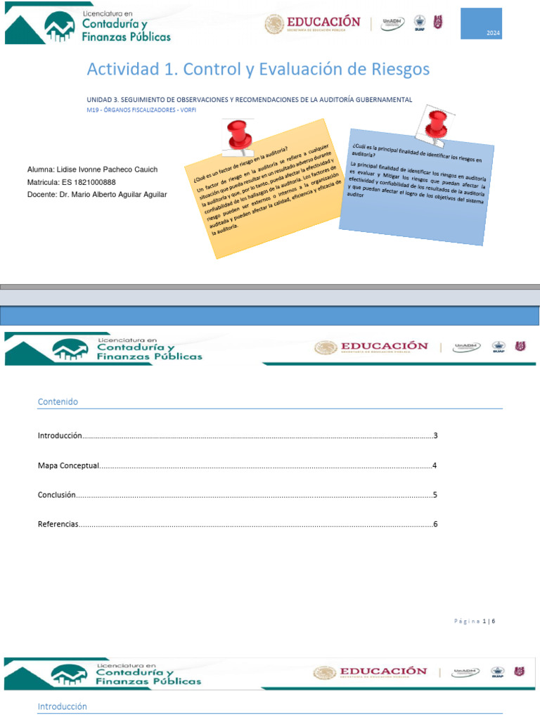 Actividad 1. Control y Evaluación de Riesgos | PDF | Auditoría | Riesgo