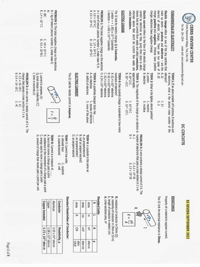 DC CIRCUITS HANDOUT - PDF | PDF