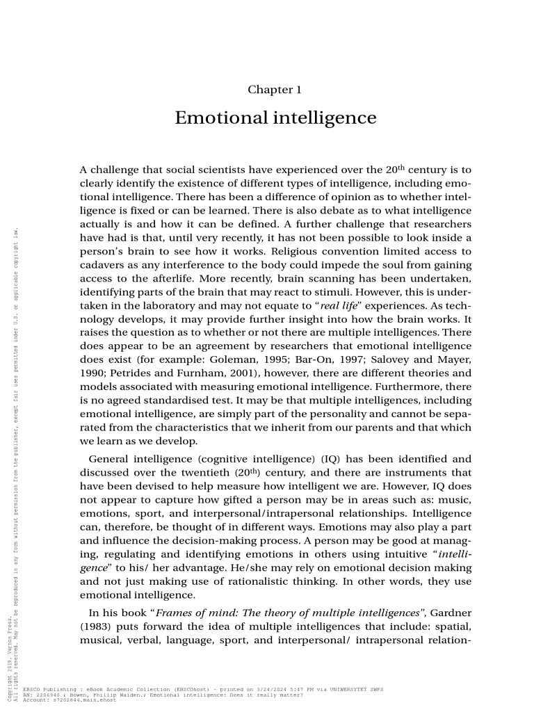 Bowen Phillip Wal - 2019 - EmotionalIntelligence - EmotionalIntelligence | PDF | Emotional ...