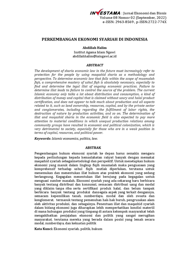 Perkembangan Ekonomi Syariah Di Indonesia | PDF