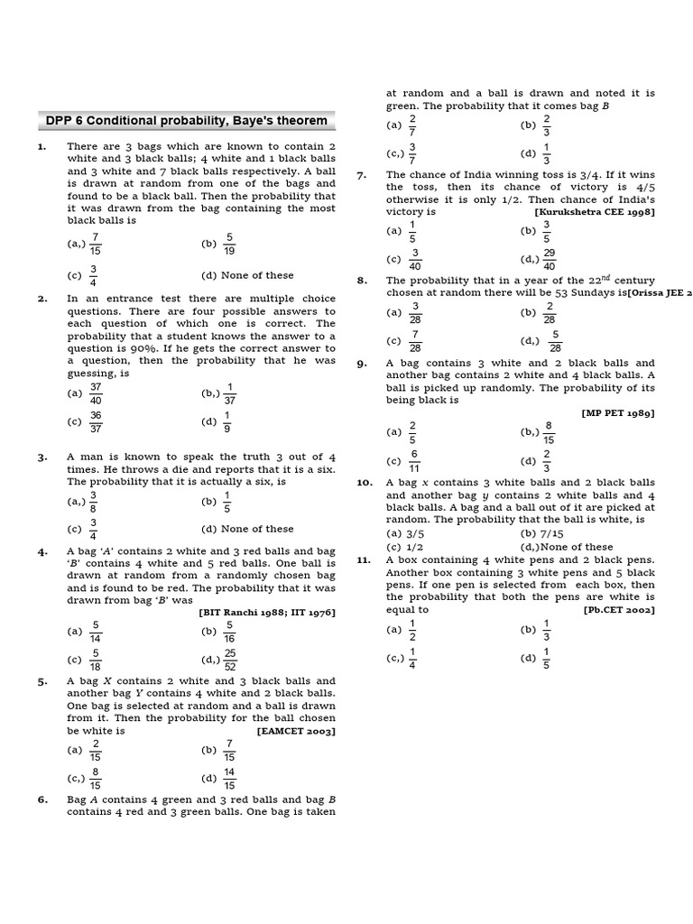 Probability Problems Using Bayes' Theorem | PDF | Probability ...