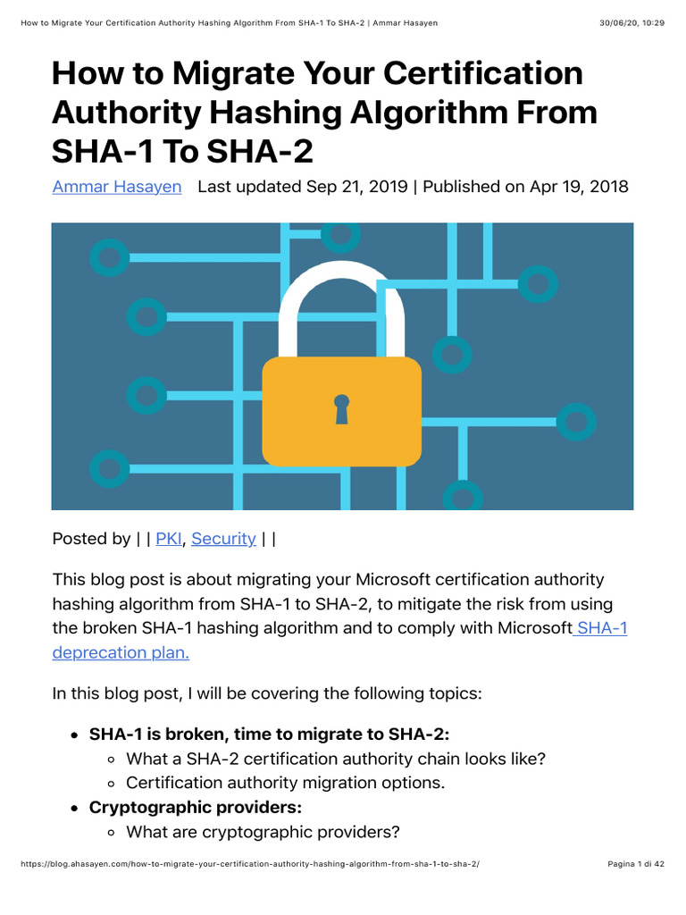 How To Migrate Your Certification Authority Hashing Algorithm From SHA ... How To Migrate Your Certification Authority Hashing Algorithm From SHA ...