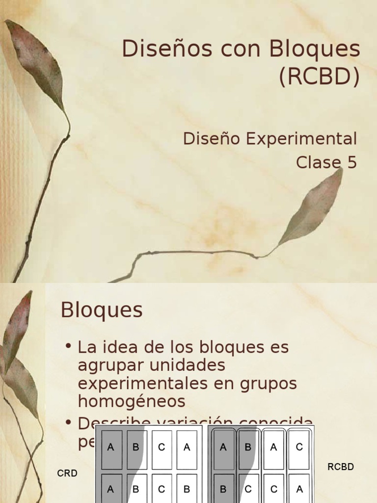 Clase 5 Diseños Con Bloques (RBD) | PDF | Enseñanza de matemática