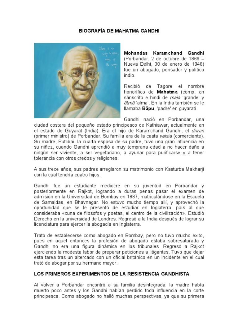 Biografía de Mahatma Gandhi | PDF | Mahatma Gandhi | Gobierno