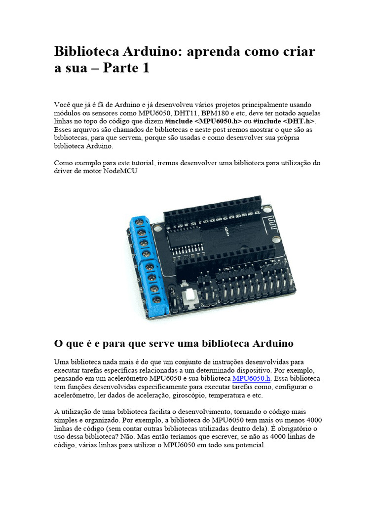 Criando Libs Arduino | Download grátis PDF | Arduino | Biblioteca (informática)