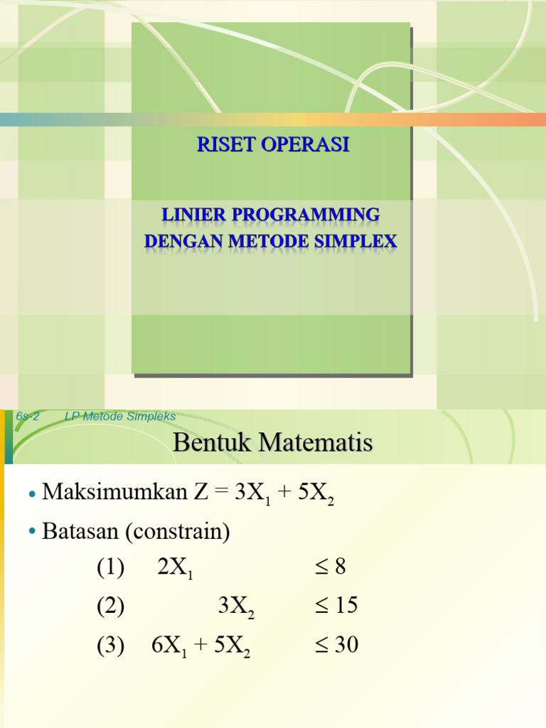 Linear Programming Dengan Metode Simplex - Fe Um 2024 | PDF