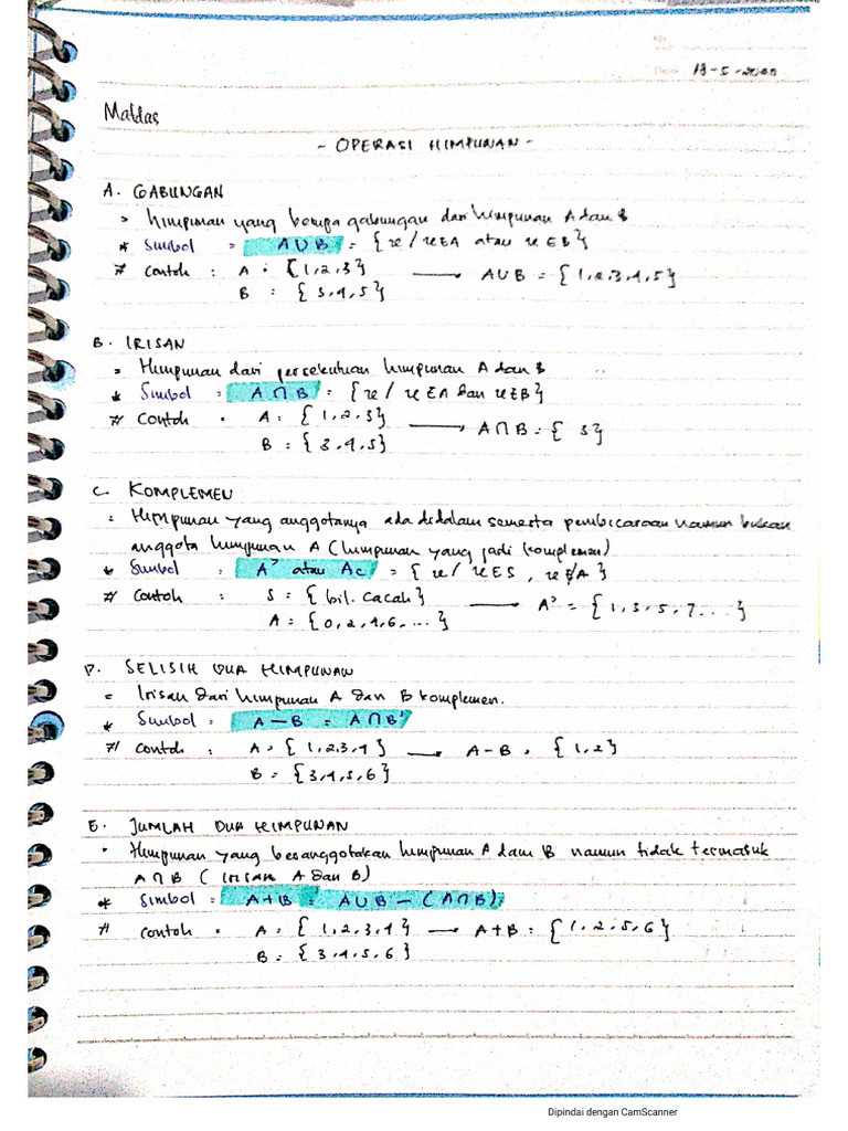 Rangkuman Operasi Himpunan | PDF